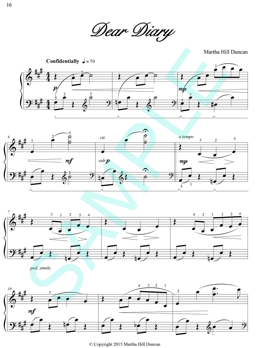 DEAR DIARY - Piano Music - Martha Hill Duncan